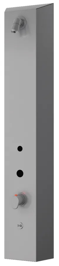 Sanela - Nerezový sprchový nástěnný žetonový RFID panel - pro dvě vody, regulace termostatem, 24 V DC