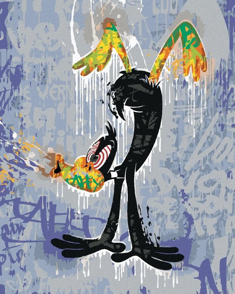 Zuty - kačer daffy graffiti (looney tunes), 40×50 cm, bez rámu a bez vypnutí plátna