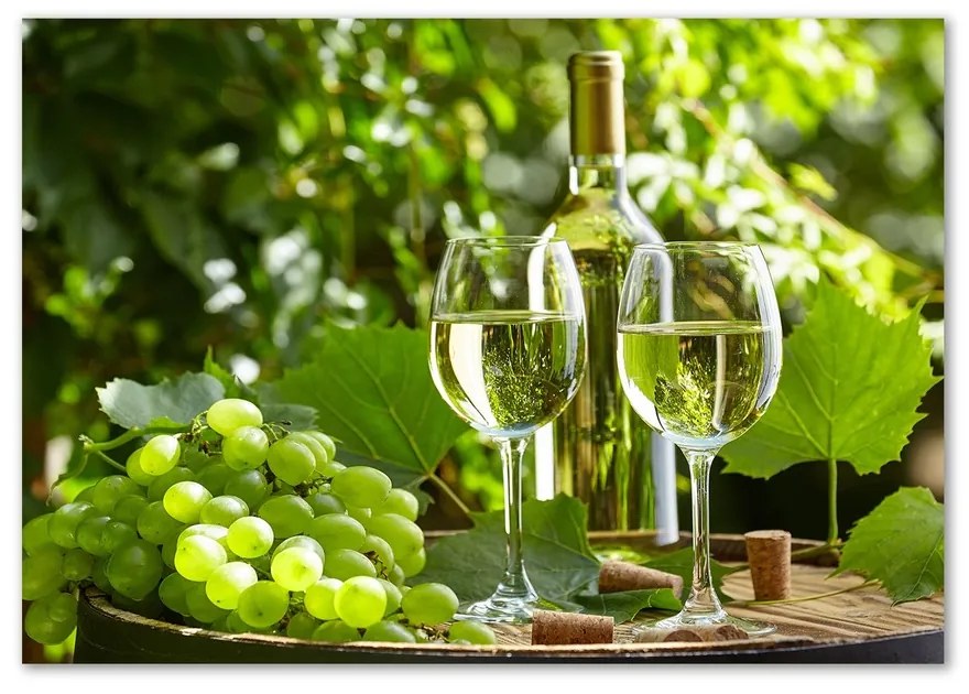 Wallmuralia Moderní akrylový fotoobraz Bílé víno a ovoce 100x70
