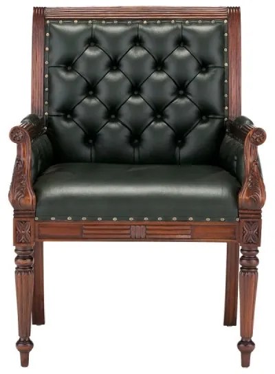 furniture-nabytek.cz - Masivní kancelářské křeslo Camford II, mahagon, lakované, zelené