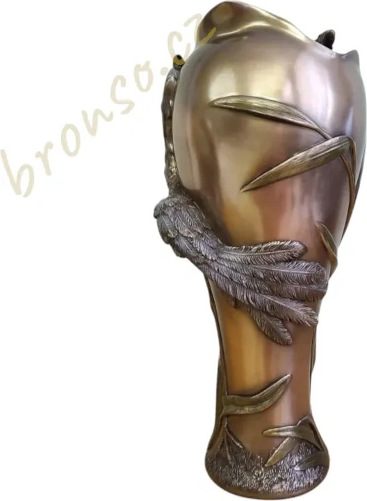 Dekorativní váza s volavkou – bronzovaná socha ptáka, Veronese AN10170V4