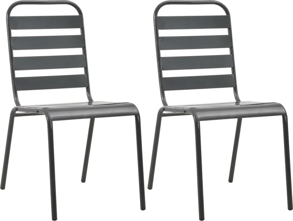 vidaXL Stohovatelné zahradní židle 2 ks ocelové šedé [44257]