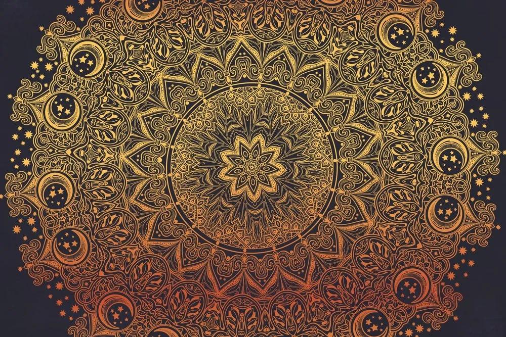 Tapeta zlatá orientální Mandala - 225x150 cm