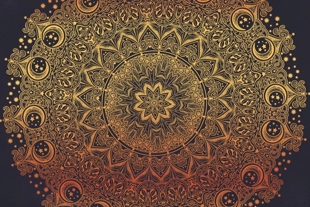 Tapeta zlatá orientální Mandala - 300x270