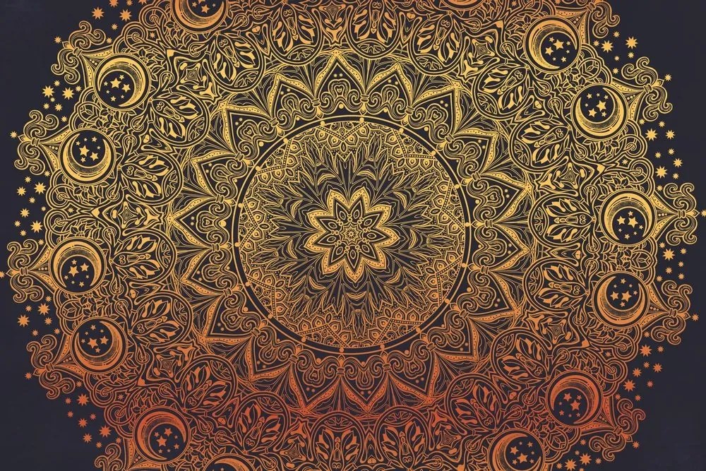 Tapeta zlatá orientální Mandala - 450x300 cm