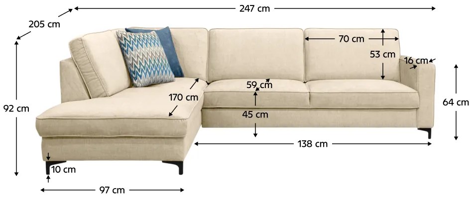 Kondela Rozkládací sedací souprava, krémová, levá, ERMON ROH