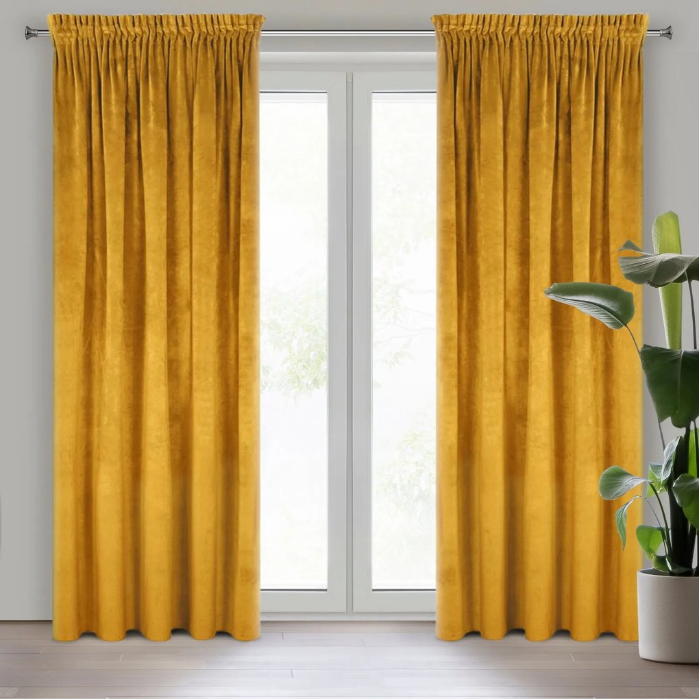 ZATEMŇOVACÍ ZÁVĚS NA PÁSCE VILLA 140X270 CM HOŘČICOVÁ