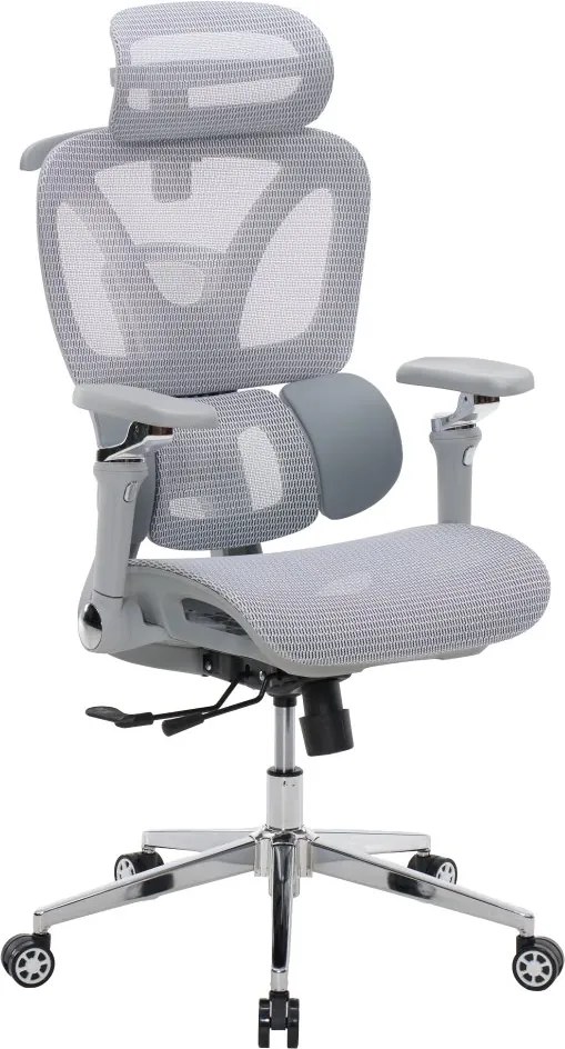 Kancelářská ergonomická židle PORTE II — síťovina, šedá