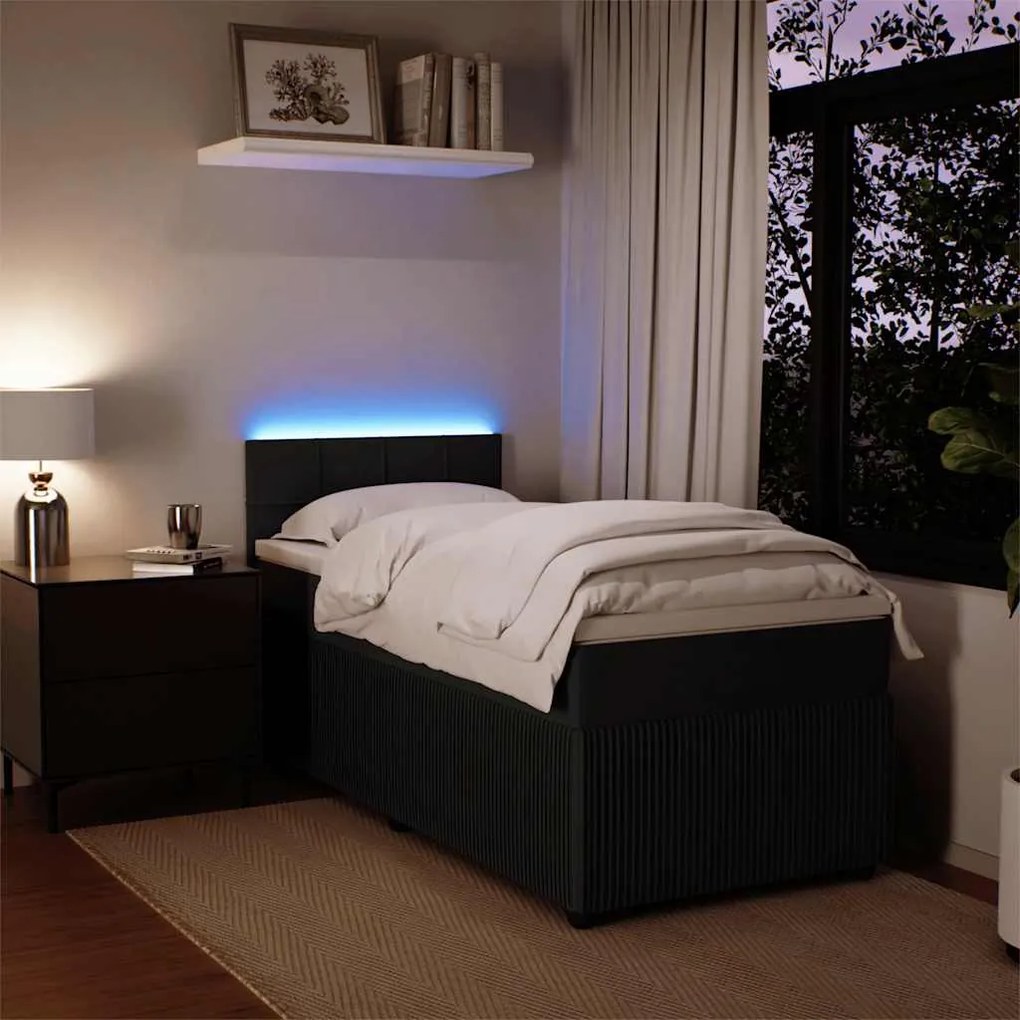 Box spring postel s matrací černá 80 x 200 cm samet 3289892