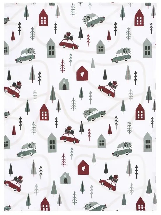 SCANquilt utěrka DEKORO polární vánoce bíločervená 50 x 70 cm