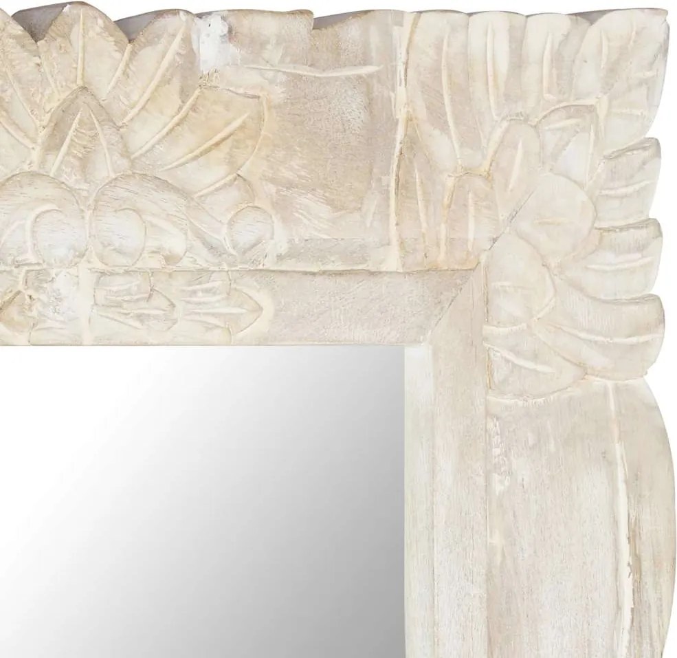 Zrcadlo bílé 110 x 50 cm masivní mangovníkové dřevo 321634