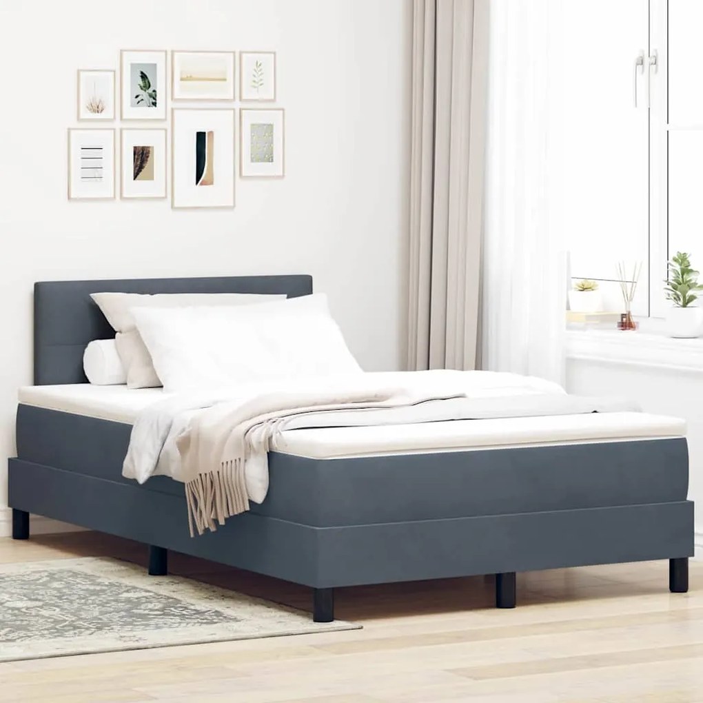 Postel s boxspringem s čelo Tmavě šedá 120 x 200 cm samet 3339165
