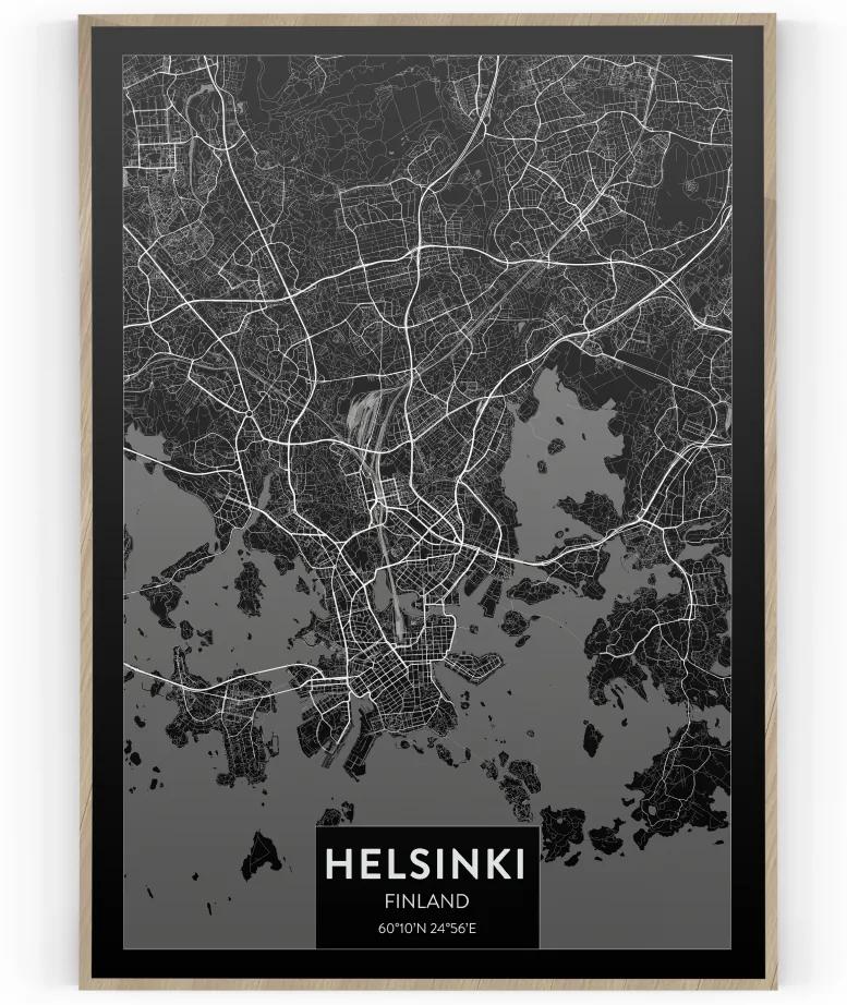 Obraz Mapa Helsinki 30 x 40 cm - napnuté plátno na dřevěném rámu