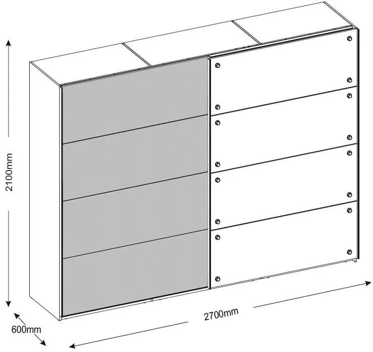 Šatní skříň s posuvnými dveřmi Dover,270 cm, srubová prkna/tmavý beton