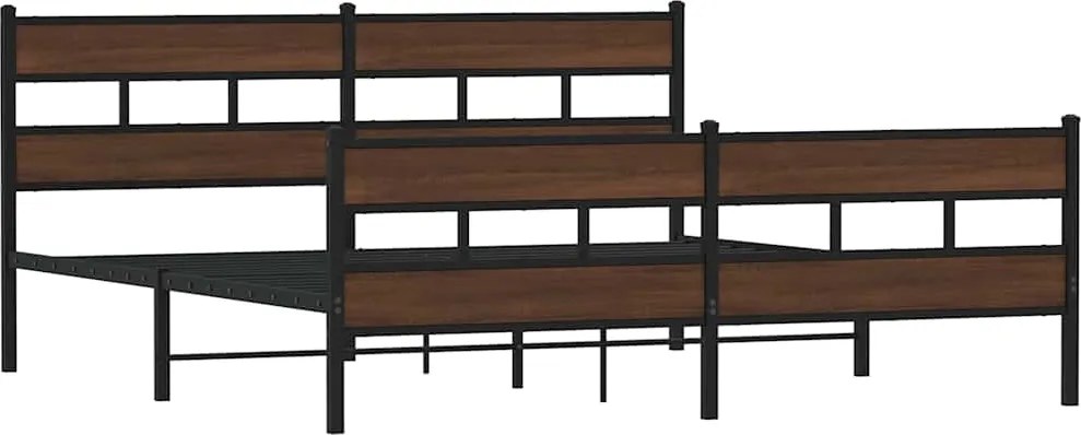 Kovový rám postele bez matrace hnědý dub 183 x 213 cm 3308479