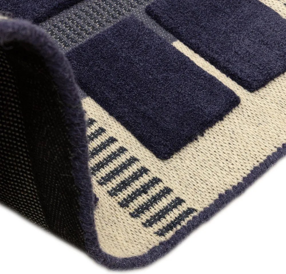 Tmavě modrý/béžový ručně tkaný vlněný koberec 200x290 cm – Asiatic Carpets