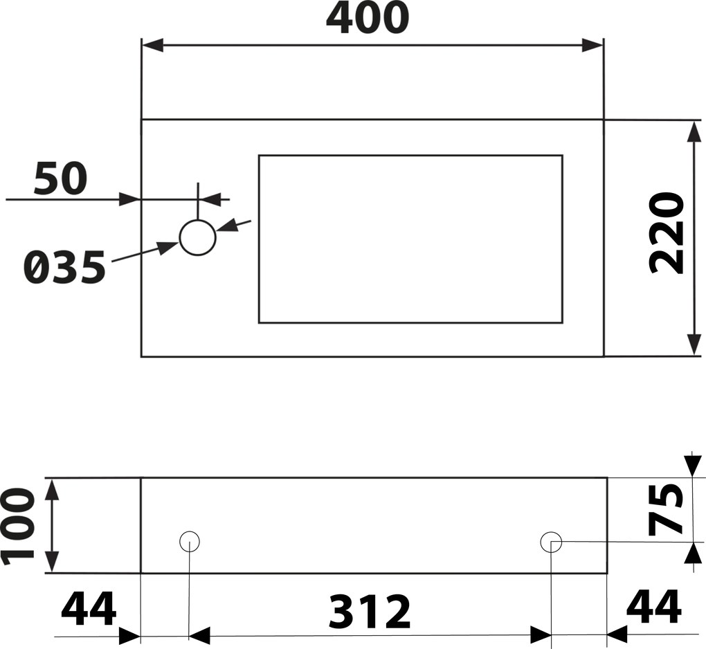 Sapho, BLOK kamenné umyvadlo 40x10x22 cm, otvor vlevo, černý Antracit, 2401-38