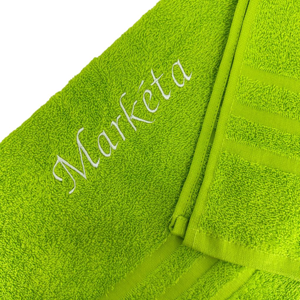 Zelený ručník s vlastním textem 50 x 100 cm