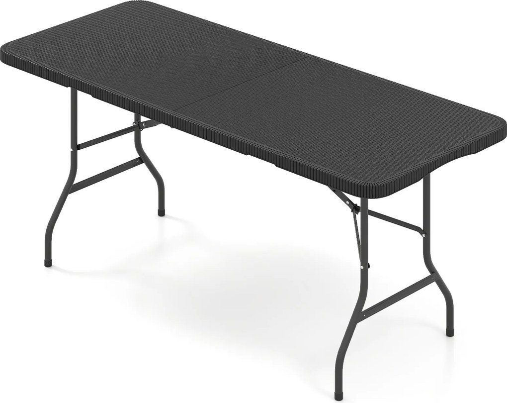 Costway Skládací zahradní stůl s černou HDPE deskou, černý