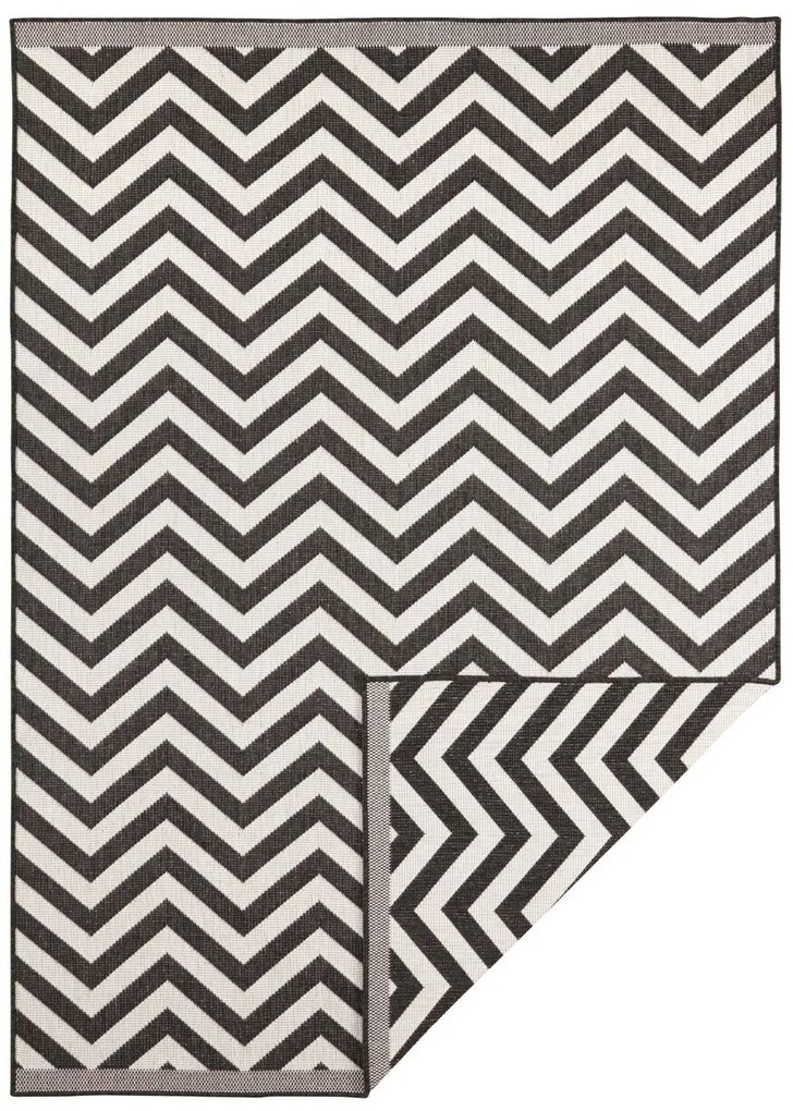 Hanse Home, Kusový koberec Twin Supreme 103433 Palma black creme – na ven i na doma, 80x350, černobílá, chodba / předsíň