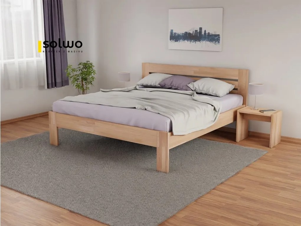 Masivní postel AMANDA - Solwo Design Materiál: Dub Cink, Povrchová úprava: Olej odstín 206, Specifikace: 120x200