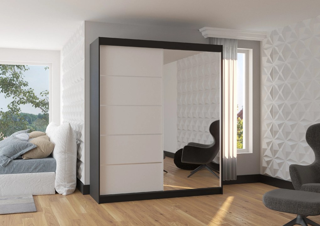 ADRK Furniture Posuvná skříň s zrcadlem CARO 180 ADRK-SW-CAR-BW-180