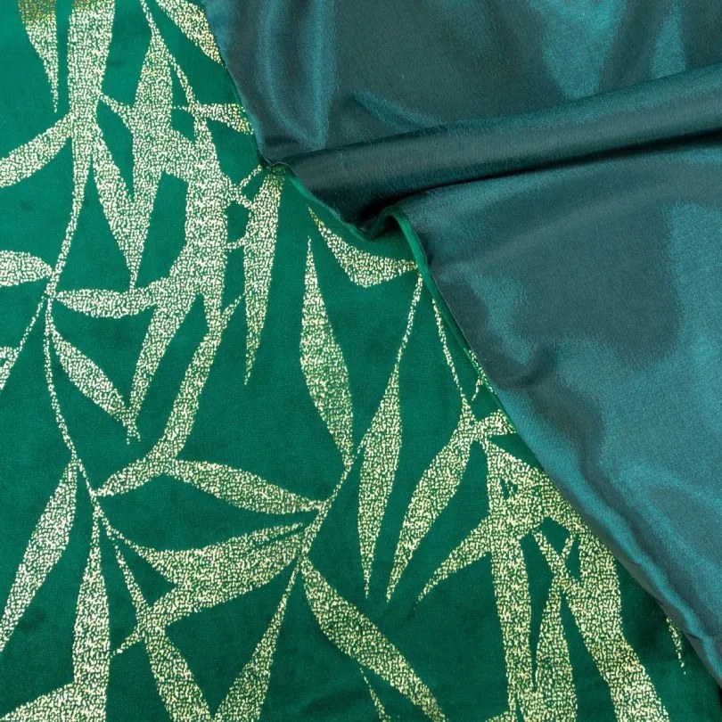 Sametový středový ubrus s potiskem zelené barvy 35x180