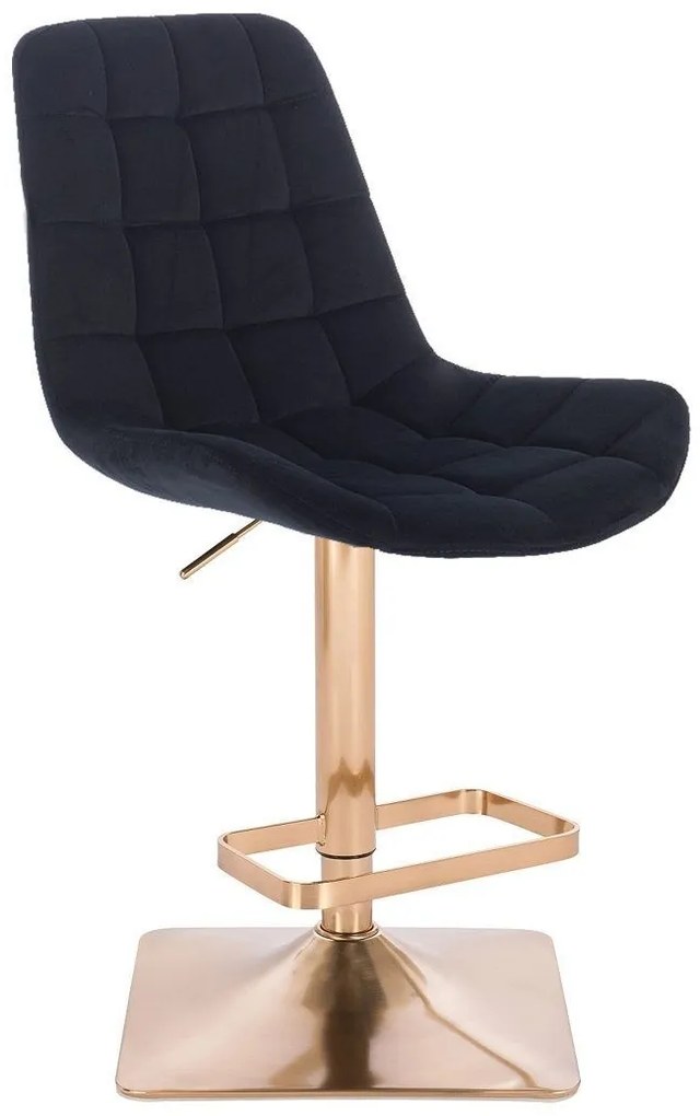 LuxuryForm DESIGN Barová židle PARIS VELUR na zlaté hranaté podstavě - černá