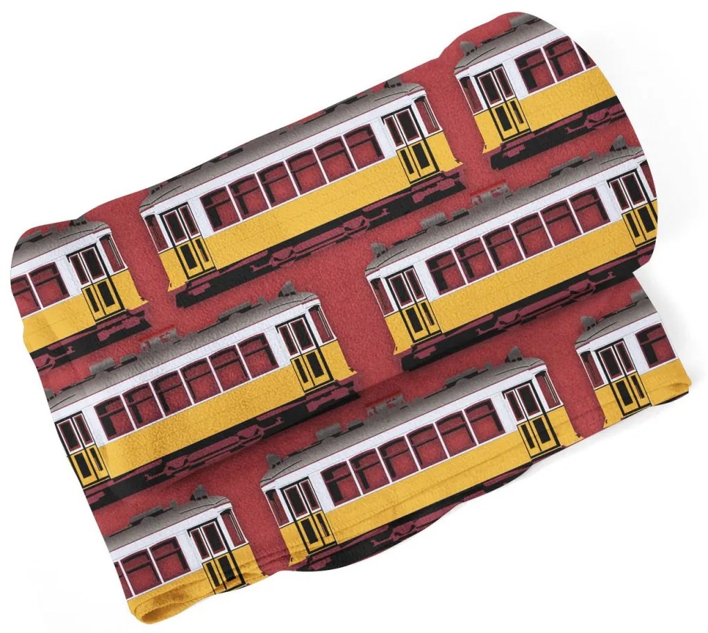 Sablio Deka Lisabonské historické tramvaje Červený Pattern - 190x140 cm