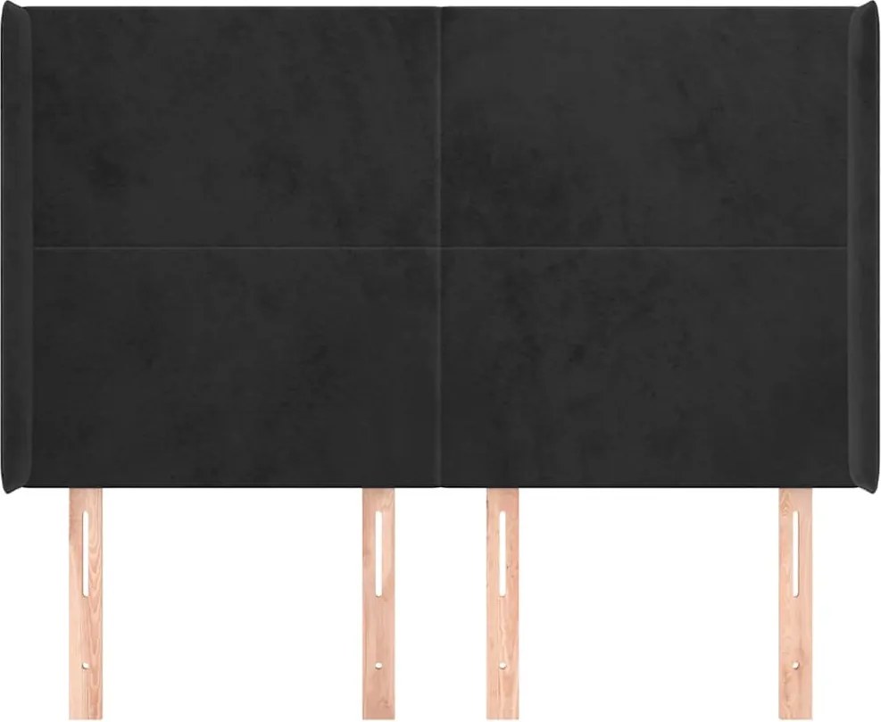 Čelo postele typu ušák černé 147x16x118/128 cm samet 3119350
