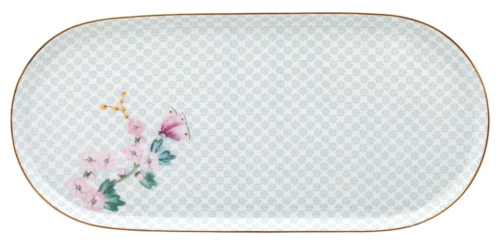 Pip Studio Blushing Birds white servírovací tác 25x12cm, bílý