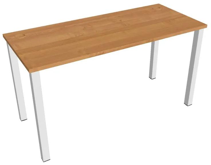 Stůl pracovní rovný 140 cm hl. 60 cm - Hobis Uni UE 1400 Dekor stolové desky: olše, Barva nohou: bílá