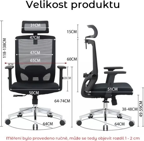 Kancelářská ergonomická židle Neoseat GRANDINI — síť / látka, černá, nosnost 150 kg