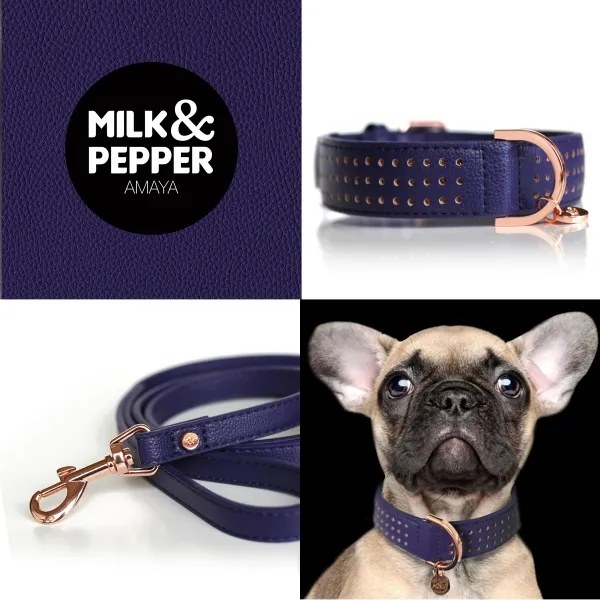 MILK&PEPPER Milkandpepper Obojek pro psy Amaya Indigo Velikost: 25x1,5 cm