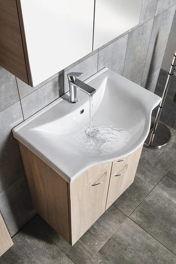 Aqualine, KERAMIA FRESH umyvadlová skříňka 60x74x33, 7cm, dub platin, 50066