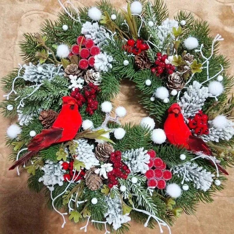Vánoční věnec "Ptáčci" - 33 cm