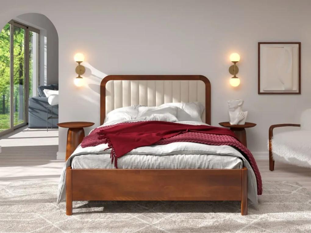 Buková postel s čalouněným čelem - Modena - zvýšená,   , Buk přírodní, 120x200 cm