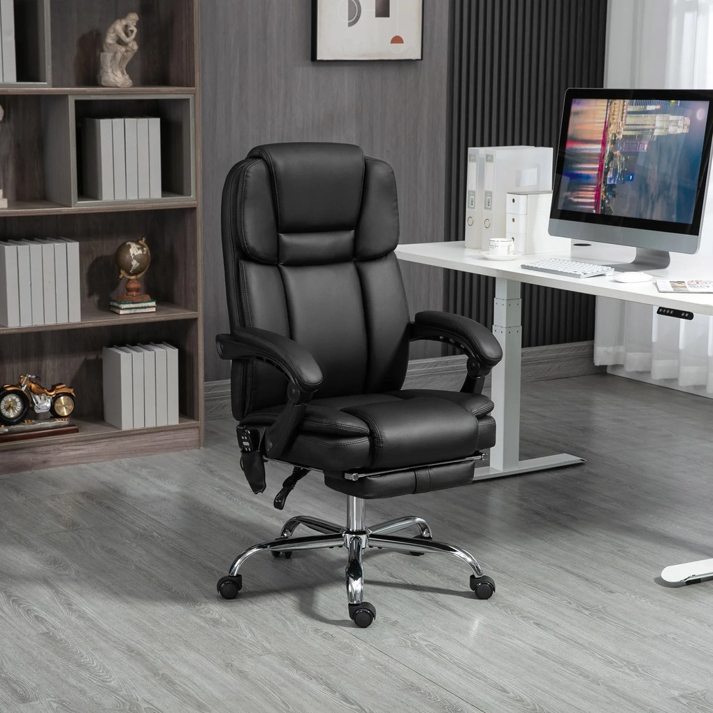 Kancelářská židle Vinsetto s vibrační masáží, ergonomická kancelářská židle s vyhříváním a funkcí polohování, výškově nastavitelná manažerská židle s…
