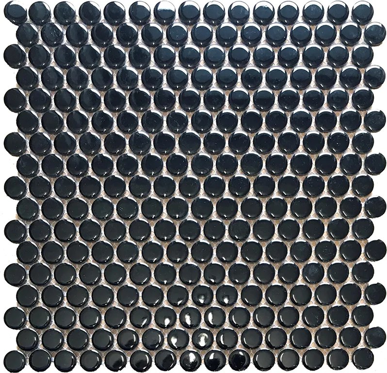 FIN Keramická mozaika černá Mozaika KOLEČKA Černá Lesk prům. 1,9 (31,5x31) cm - LVKN915