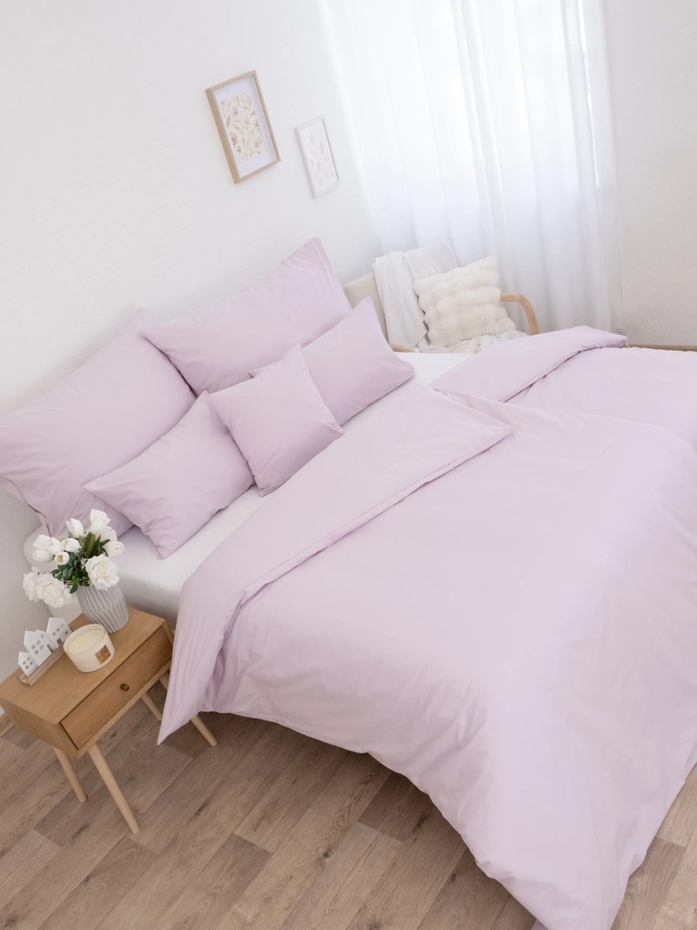 MK Lůžkoviny Prodloužené bavlněné povlečení Renforcé - Jasmine lila 140 × 220 cm, 70 x 90 cm