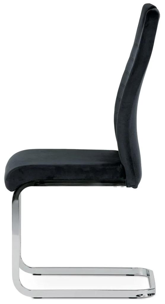Jídelní židle DCL-416 BK4 sametová látka černá, kov chrom
