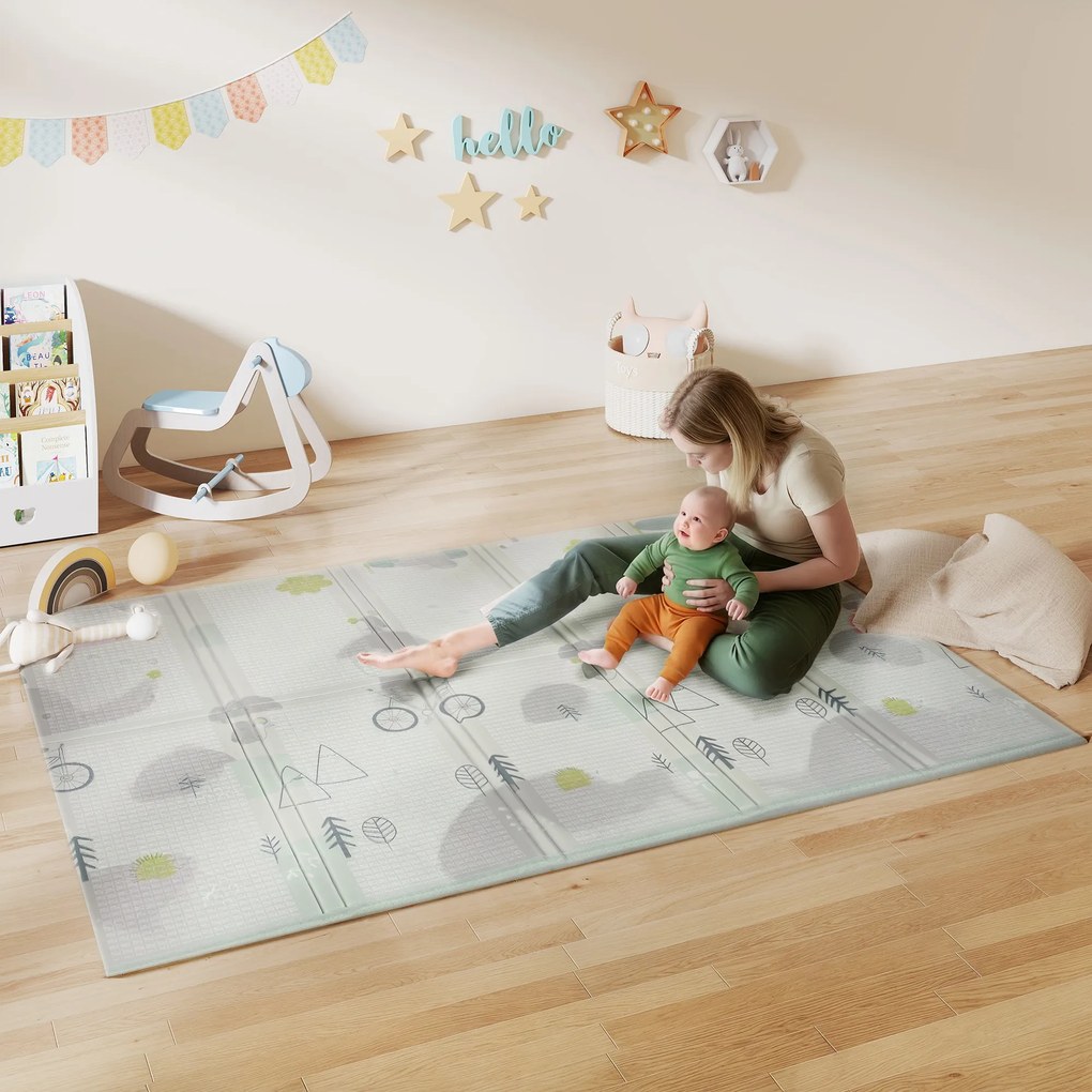 AIYAPLAY Dětská hrací podložka, se zvířecím vzorem, pěnová, polstrování tloušťky 1,5 cm, protiskluzová