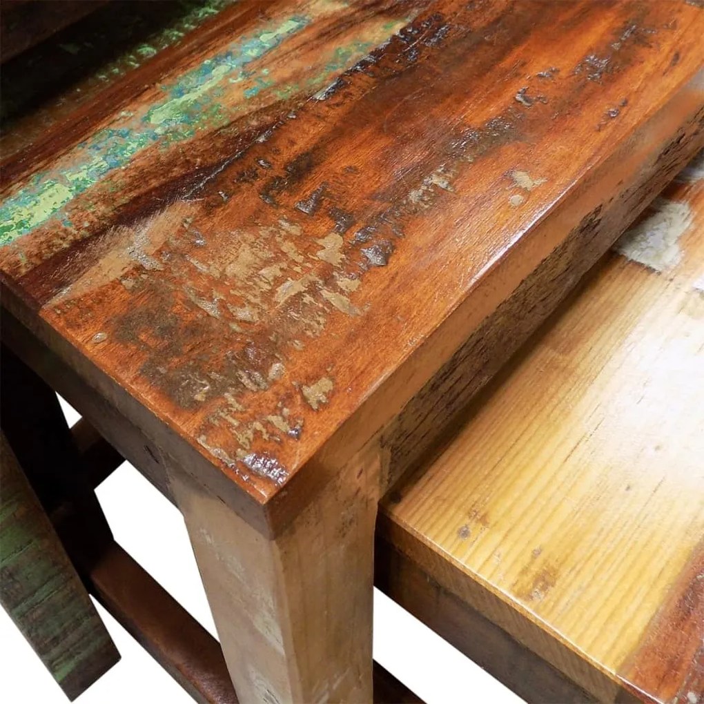 vidaXL Sada hnízdových stolků 3 kusy vintage recyklované dřevo [241093]