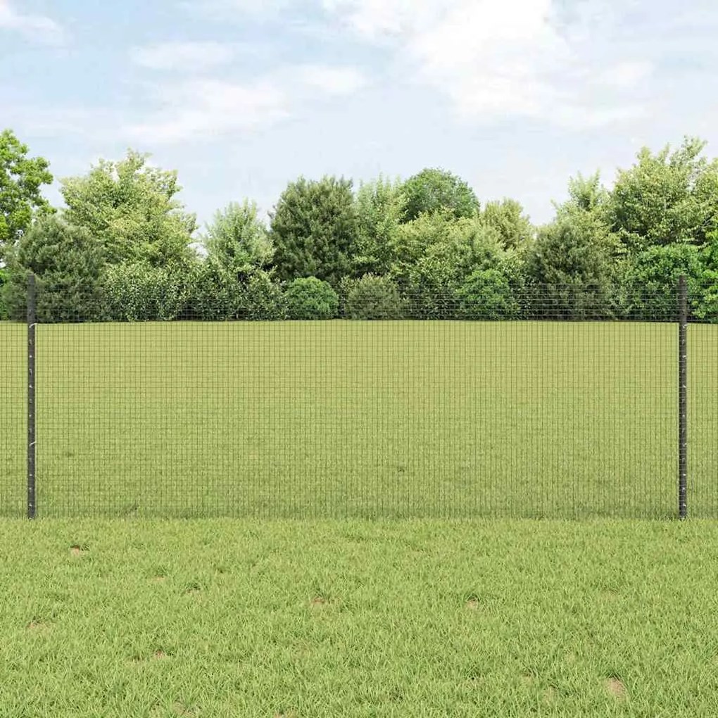 Svařovaná drátěná plotovina s tyčkami 100 x 0,8 m Šedá Síťovina 3336659