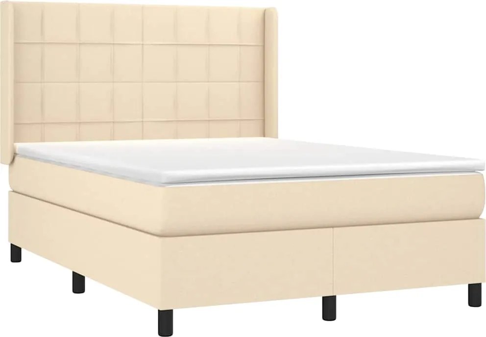 Box spring postel s matrací krémová 140x190 cm textil 3131430
