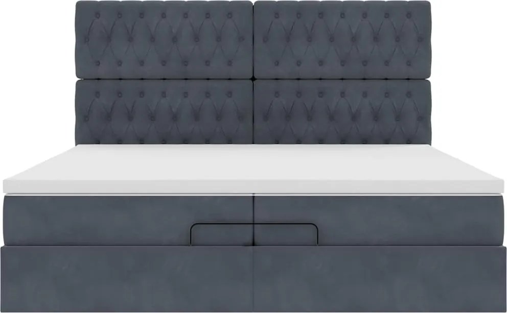 Osmanský rám postele s matrací tmavě šedý 200x200cm samet 3313566