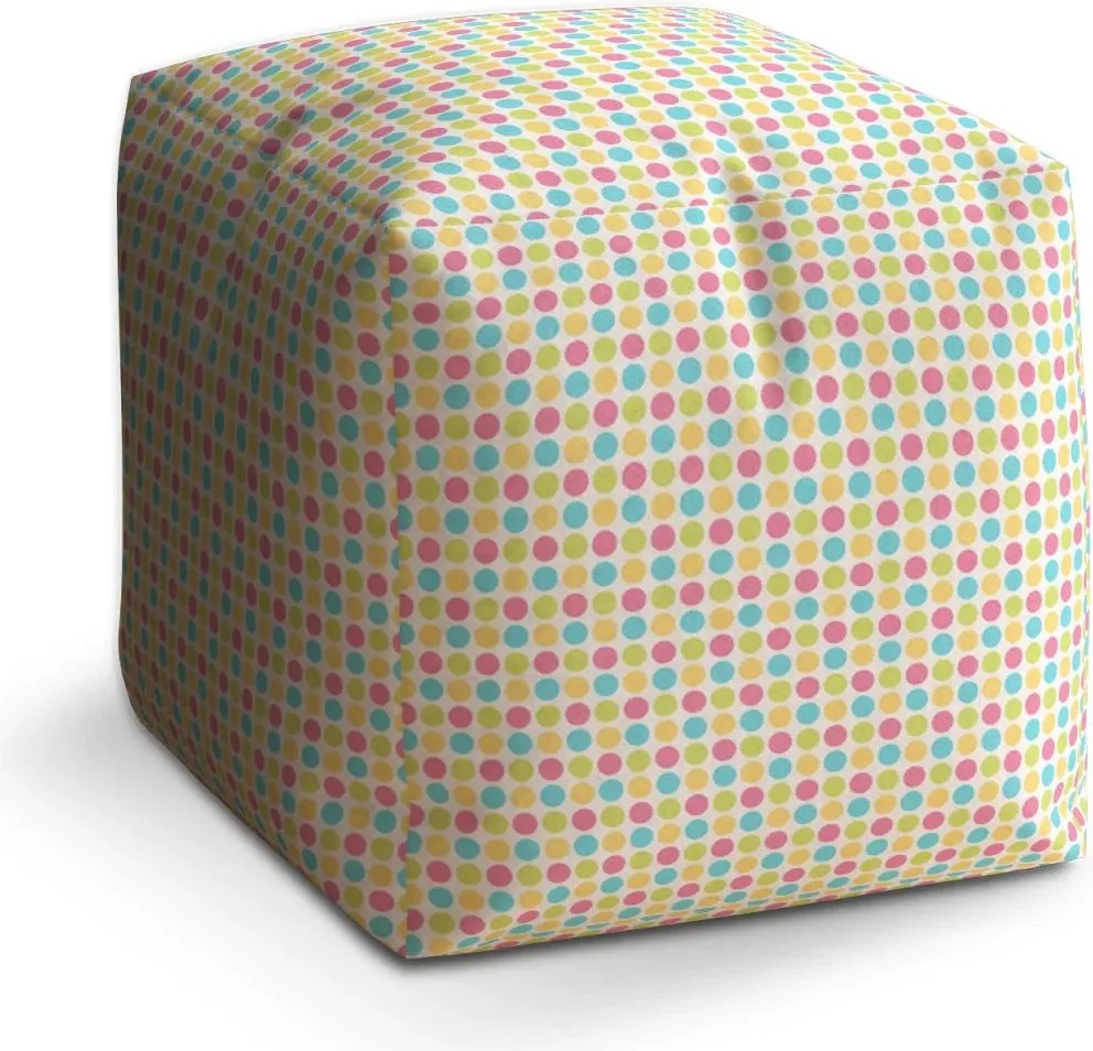 Sablio Taburet Cube Veselé barevné puntíky - 50x50x50 cm