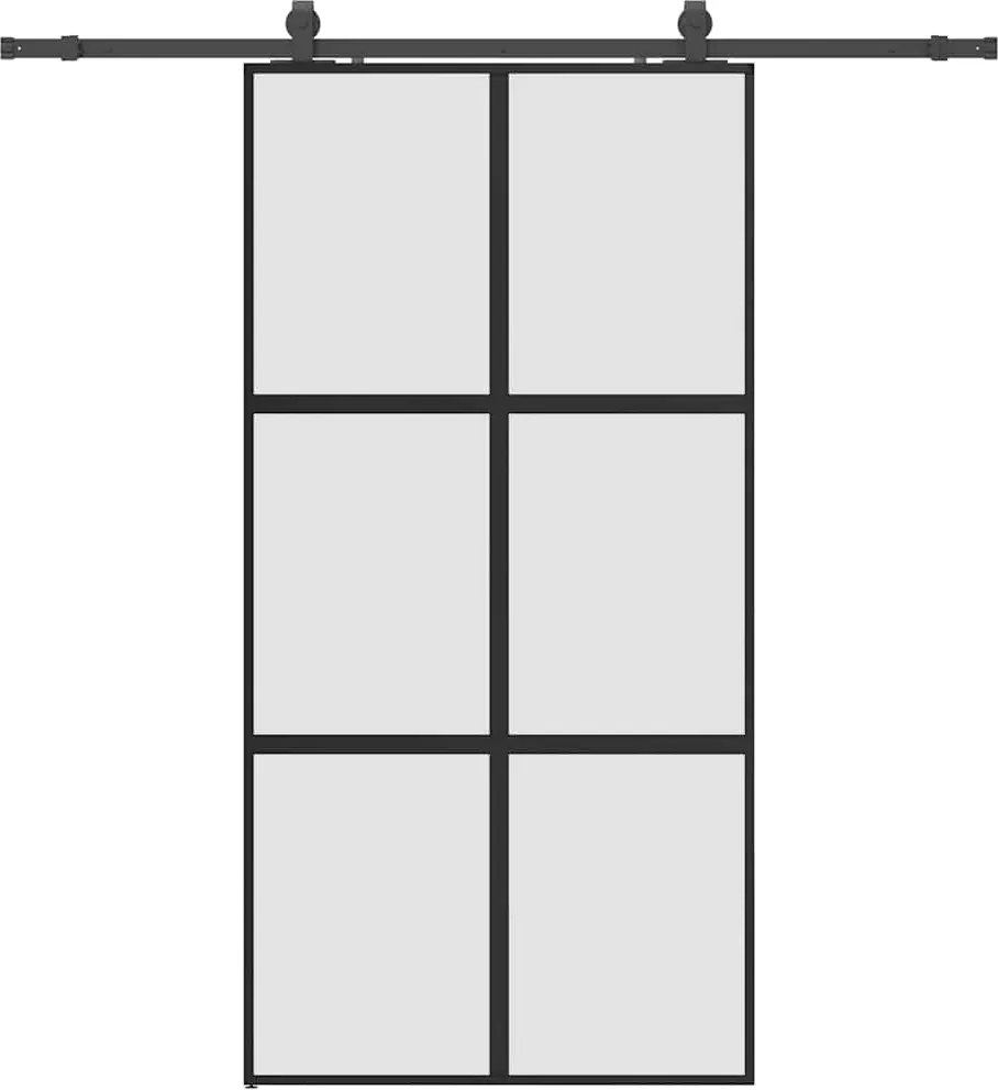 Posuvné dveře se sadou kování černé 102,5x205 cm Tvrzené sklo 3375882