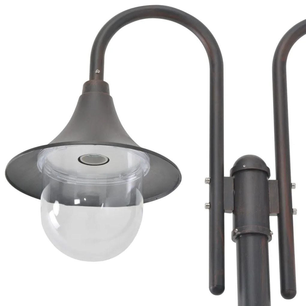 vidaXL Marketos Zahradní sloupová lampa 2 ramena E27 220 cm hliník bronzová