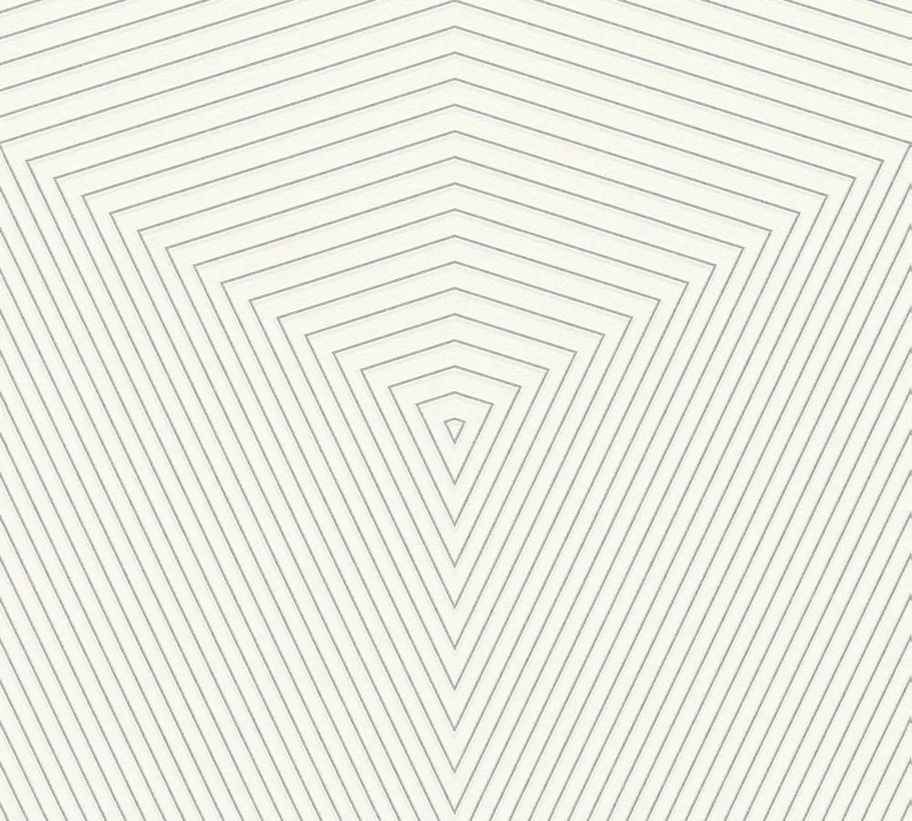 Vliesová tapeta moderní grafický vzor, barva bílá, stříbrná 375222 / Tapety na zeď 37522-2 Daniel Hechter 6 (0,53 x 10,05 m) A.S.Création